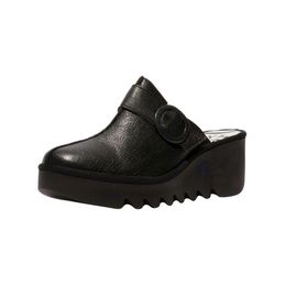 Fly London Damen Clog "Fly London Pantoletten Leder", Gr. 38, schwarz, Leder, Schuhe