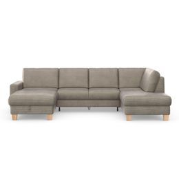 Wohnlandschaft Home Affaire, B:314cm H:91cm T:170cm, grau, 95% Polyester, 5% Polyamid, Sofas, "Summer U-Form", mit oder ohne Bettfunktion und