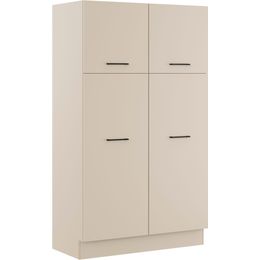 Mehrzweckschrank-Set IMPULS KÜCHEN, B:120cm H:206,2cm T:60cm, grau, Dekorfolie, Holzwerkstoff, Kastenmöbel-Sets, "Warschau", Vielfältige Varianten