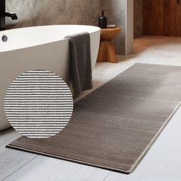 Teppich ELLE DECORATION, B:80cm H:9mm L:240cm, grau, Polypropylen, Wohnzimmer, Teppiche, "Dolomite", Wohnzimmer, Schlafzimmer, L&auml;ufer, Hoch-Tief