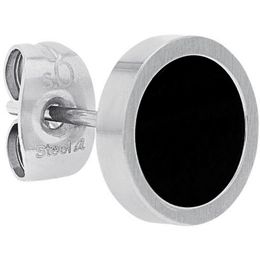 s.Oliver Herren Single-Ohrstecker "2038861", 9mm, Edelstahl, schwarz, Edelstahl, Ohrringe, mit Achat