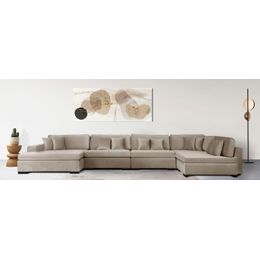 Wohnlandschaft Home Affaire, B:510cm H:86cm T:250cm, beige, 100% Polyester, Sofas, "Skara XXL U-Form", Lounge-Sofa XXL mit Federkern-Polsterung, in
