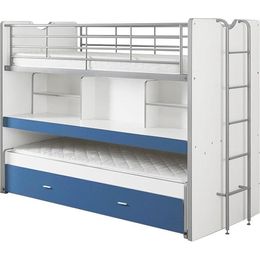 Hochbett Vipack, B:102cm H:161cm L:222cm, blau, Jugendzimmer, Hochbetten, "Bonny, mit 3 Schlafgelegenheiten, super praktisch im Kinderzimmer", mit