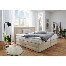Boxspringbett, B:195cm L:210cm, beige, Westfalia Schlafkomfort, Komplettbetten, wahlweise mit Bettkasten und Topper