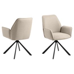 Esszimmerstuhl ACTONA GROUP, B:61cm H:88,5cm T:63cm, beige, 100% Polyester, St&uuml;hle, "Glenda, gepolsterter komfortabel Stuhl mit Armlehnen, drehbar,