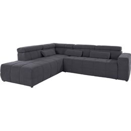 Ecksofa DOMO collection, B:275cm H:80cm T:228cm, grau, Wohnzimmer, Sofas, "Brandon L-Form, auch in Leder", inklusive Kopfteilverstellung, wahlweise