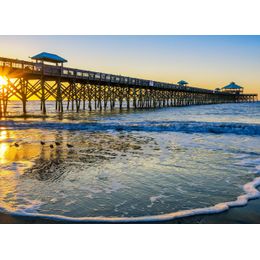 papermoon Fototapete "Folly Pier Winter Sunrise", B/L: 3,5m x 2,6m, Bahnen: 7 Stk., bunt, Tapeten