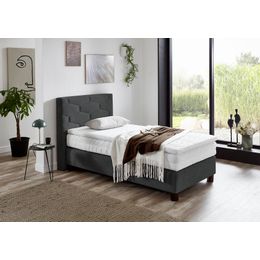 Boxspringbett, B:115cm L:210cm, grau, Westfalia Schlafkomfort, Bezug: 100% Polyester, Komplettbetten, wahlweise mit Topper