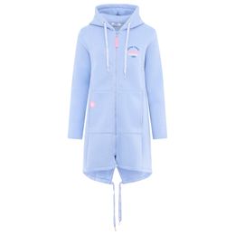 Zwillingsherz Damen Jerseymantel ""Be happy & shine"", blau, Gr. LXL, Obermaterial: 50% Baumwolle, 50% Polyester, M&auml;ntel, mit auff&auml;lig gesticktem