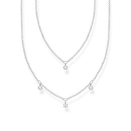 Thomas Sabo Damen Kette mit Anhänger "doppel weiße Steine silber", 45, Silber 925 (Sterlingsilber), bunt, Silber 925 (Sterlingsilber), Halsketten,