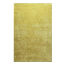 Teppich HOMIE LIVING, B:120cm H:25mm L:170cm, gelb, Polyester, Wohnzimmer, Teppiche, "Pisa", Hochflor, Microfaser, uni, weich, Shaggy, Wohnzimmer,