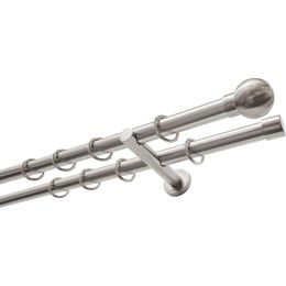 Gardinenstange Gardinia, L:160cm &Oslash;:20mm, silber, Aluminium, Gardinenstangen, "Set Metall", 2-Lauf