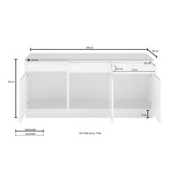 Unterschrank KOCHSTATION, B:180cm H:85cm T:60cm, grau, K&uuml;che, Schr&auml;nke, "KS-Ohio", Breite 180 cm