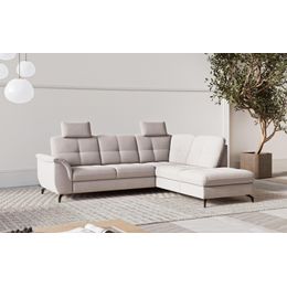Sit & More Ecksofa SIT & MORE, B:244cm H:92cm T:212cm, grau, 100% Polyester, Wohnzimmer, Sofas, "Zora", wahlweise mit Bettfunktion und Bettkasten