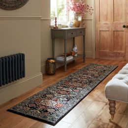 Teppich FLAIR RUGS, B:66cm H:12mm L:300cm, blau, Kunstfaser, Wohnzimmer, Teppiche, "Gillingham", Vintage Stil