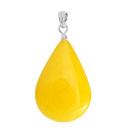OSTSEE-SCHMUCK Damen Kettenanh&auml;nger "OSTSEE-SCHMUCK Anh&auml;nger Tropfen ca. 38 mm lang - Silber 925/000", 48 x 24mm, Bernstein, 5,4 g, wei&szlig;, Bernstein,