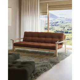 Schlafsofa Karup Design, B:190cm H:14cm T:92cm, blau, Jugendzimmer, Sofas, "Unwind", Mit Holzstruktur, inkl. Futonmatratze, Liegefl&auml;che 130x190 cm