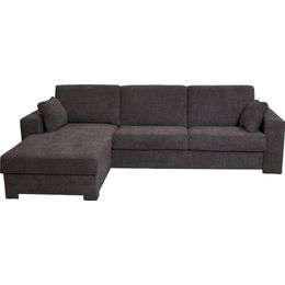 Ecksofa Home Affaire, B:280cm H:85cm T:173cm, schwarz, 100% Polyester, Wohnzimmer, Sofas, "Roma "M" Matratzenh&ouml;he 14 cm, Dauerschlaffunktion, mit
