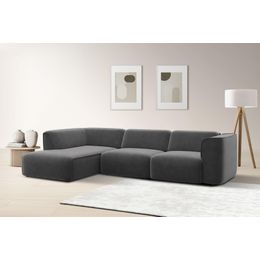 Ecksofa OTTO HOME, B:295cm H:70cm T:162cm, grau, Struktur fein (100% Polyester);Samtoptik (100% Polyester);Samtcord (92% Polyester, 8% Polyamid),