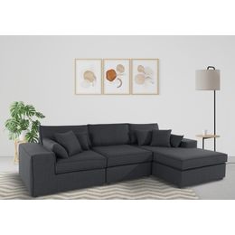 Ecksofa OTTO HOME, B:280cm H:75cm T:162cm, grau, Baumwollmix (60% Baumwolle/40% Leinen);Struktur fein (100% Polyester);Samtoptik (100%