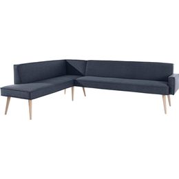 Eckbank, B:198cm H:84cm T:260cm, blau, exxpo - SOFA FASHION, 100% Polyester, Esszimmer, Sitzb&auml;nke, "Lungo, moderne Kedernaht, bequem und elegant,