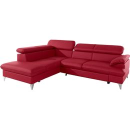 Ecksofa COTTA, B:256cm H:74cm T:208cm, rot, Kunstleder SOFTLUX;NaturLEDER (echtes Rindsleder);Microfaser PRIMABELLE (100% Polyester), Wohnzimmer,
