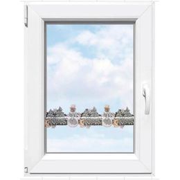 Scheibengardine, B:88cm H:15cm, bunt, Stickereien Plauen, Polyester, Wohnzimmer, Gardinen, "Winter", Fensterdekoration "Winter"