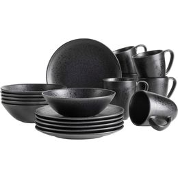 Mäser MÄSER Frühstücks-Geschirrset "ESSENTIAL, Frühstücks Set, Steinzeug", 18 Stk., schwarz, Geschirr-Sets, Geschirr-Set, Service