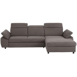 Ecksofa Home Affaire, B:287cm T:178cm, grau, Struktur fein (100% Polyester);Luxus-Microfaser Lederoptik (100% Polyester);Soft clean (98% Polyester,