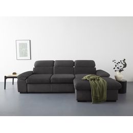 Ecksofa COTTA, B:250cm H:73cm T:165cm, braun, 100% Polyester, Wohnzimmer, Sofas, "Lola L-Form mit Kopfteilfunktion & Hocker", wahlweise mit