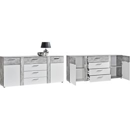 Kommode Procontour, B:180cm H:81cm T:40cm, grau, Schlafzimmer, Sideboards, "Trenti BESTSELLER", Höhe 81 cm, mit variabel verstellbaren Einlegeböden