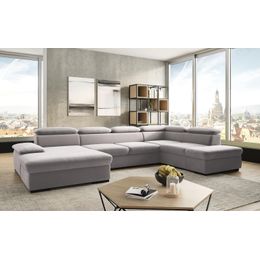 Sit & More Wohnlandschaft SIT & MORE, B:349cm H:73cm T:226cm, silber, 98% Polyester, 2% Polyamid, Sofas, "Alcudia U-Form", wahlweise mit Bettfunktion