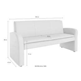 Hockerbank, B:182cm H:89cm T:67cm, beige, exxpo - SOFA FASHION, Strukturstoff (88%Polyester, 12% Nylon) mit Absatz Luxuskunstleder;Luxus-Microfaser
