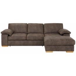 Ecksofa Home Affaire, B:277cm H:86cm T:172cm, grau, Luxus-Microfaser in Lederoptik (100% Polyester);Struktur (100% Polyester);Luxus-Microfaser (90%