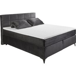 Boxspringbett, B:183cm L:210cm, schwarz, ED EXCITING DESIGN, 100% Polyester, Jugendzimmer, Komplettbetten, "Navarra", wahlweise mit Matratze