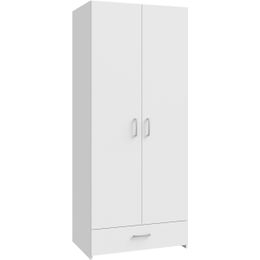 Drehtürenschrank FORTE, B:79,7cm H:190,5cm T:54,4cm, weiß, Spanplatte, Schränke, "Econobox", Drehtürenschrank, zeitloses Design mit alufarbigen
