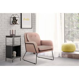 Sessel Home Affaire, B:69cm H:86cm T:75cm, rosa, Wohnzimmer, Sessel, "Flin Cocktailsesel", mit Kn&ouml;pfen und Kissenoptik im R&uuml;cken