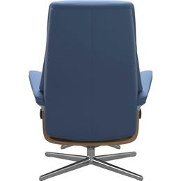 Relaxsessel stressless, B:78cm H:108cm T:78cm, blau, Wohnzimmer, Sessel, "View", mit Hocker, mit Cross Base, Gr&ouml;&szlig;e S, M & L, Holzakzent Eiche