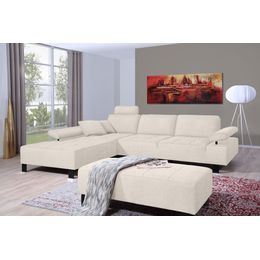 Ecksofa Alina, B:296cm H:103cm T:223cm, wei&szlig;, Struktur fein XBO (100% Polyester), Wohnzimmer, Sofas, "Royce", inklusive Sitztiefenverstellung, 296 cm