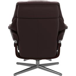 stressless "Reno" Set, Relaxsessel mit Hocker, mit Hocker, mit Cross Base, Gr&ouml;&szlig;e S, M & L, Holzakzent Braun