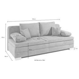 Jockenh&ouml;fer Schlafsofa, B:203cm H:85cm T:106cm, grau, JOCKENH&Ouml;FER GRUPPE, Luxus-Microfaser (100% Polyester), Jugendzimmer, Sofas, "Lindau", inklusive Bettkasten