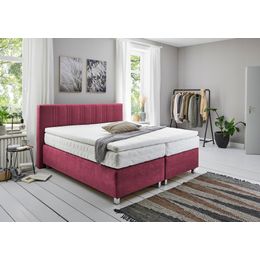 Boxspringbett, B:195cm L:210cm, rot, Westfalia Schlafkomfort, Bezug: 100% Polyester;Polsterung: 100% Polyester, Komplettbetten, wahlweise mit