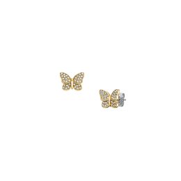 Fossil Damen Paar Ohrstecker "Schmuck Geschenk Edelstahl SUTTON Schmetterling", Edelstahl, gold, Edelstahl, Ohrringe, mit Glasstein