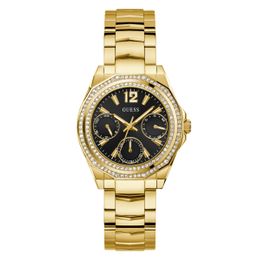 Guess Damen Multifunktionsuhr "RITZY", gold, Armbanduhren, Quarzuhr, Armbanduhr, Damenuhr, Edelstahlarmband, Datum