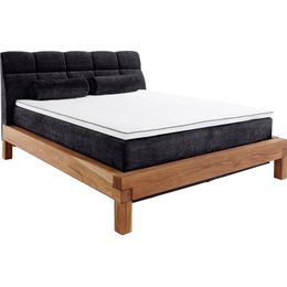Boxspringbett Home Affaire, B:179cm L:231cm, schwarz, Polyester, Komplettbetten, "Villads", Liegefl&auml;che: 160/200 cm aus Balkeneiche,