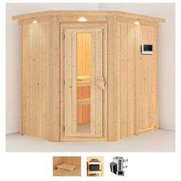 Karibu Sauna "Swantje", Bio-Kombiofen, externe Steuerung, 3,6 kW, beige, Saunen, Ofen 3,6 kW Bio-Ofen externe Strg. easy