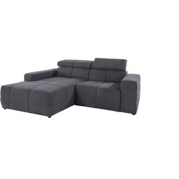 Ecksofa DOMO collection, B:214cm H:80cm T:175cm, grau, 92% Polyester 8% Nylon, Wohnzimmer, Sofas, "Brandon, inkl. Kopfteilverstellung, B/T/H:
