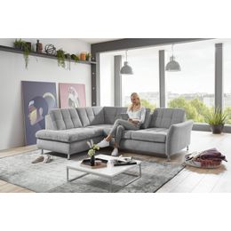 Ecksofa DIE PLANBAR, B:242cm H:87cm T:116cm, silber, 100% Polyester, Wohnzimmer, Sofas, "MP-IN20016 L-Form mit Kaltschaum-Polsterung", wahlweise mit