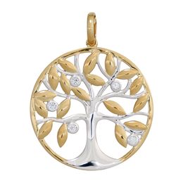 Jobo Damen Kettenanh&auml;nger "Anh&auml;nger Baum", P1 = bei 10-facher Vergr&ouml;&szlig;erung erkennbare Einschl&uuml;sse, Diamanten Gelbgold 585, gelb, Diamanten, Gelbgold