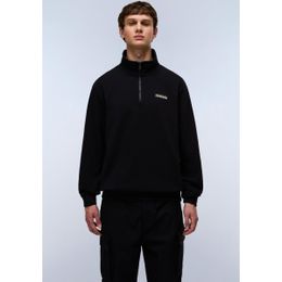 Napapijri Herren Sweatshirt "SMALL BOX"schwarz beauty, Gr. XXL, Obermaterial: 100% Baumwolle, Sweatshirts, Stehkragen mit Rei&szlig;verschluss